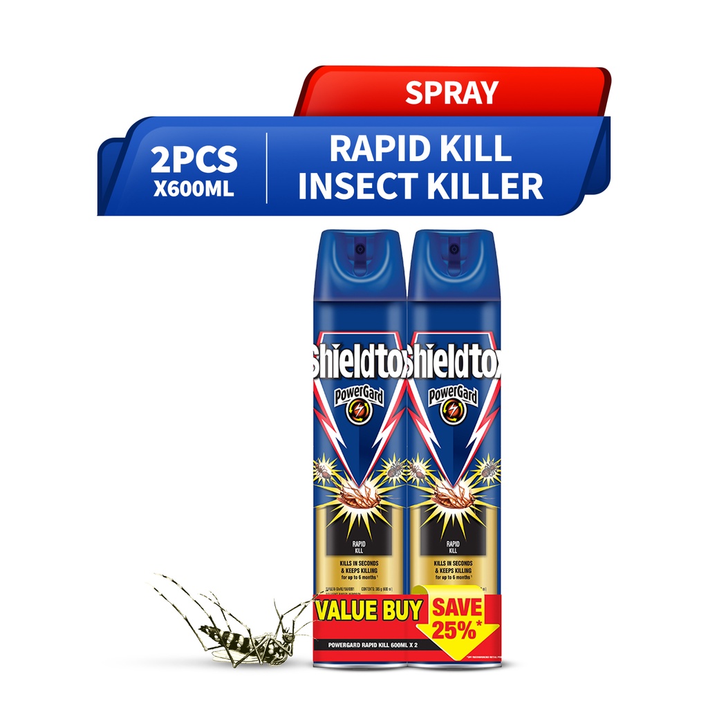 Shieldtox PowerGard Rapid Kill Insect Spray Twin Pack 600ML x 2 ...