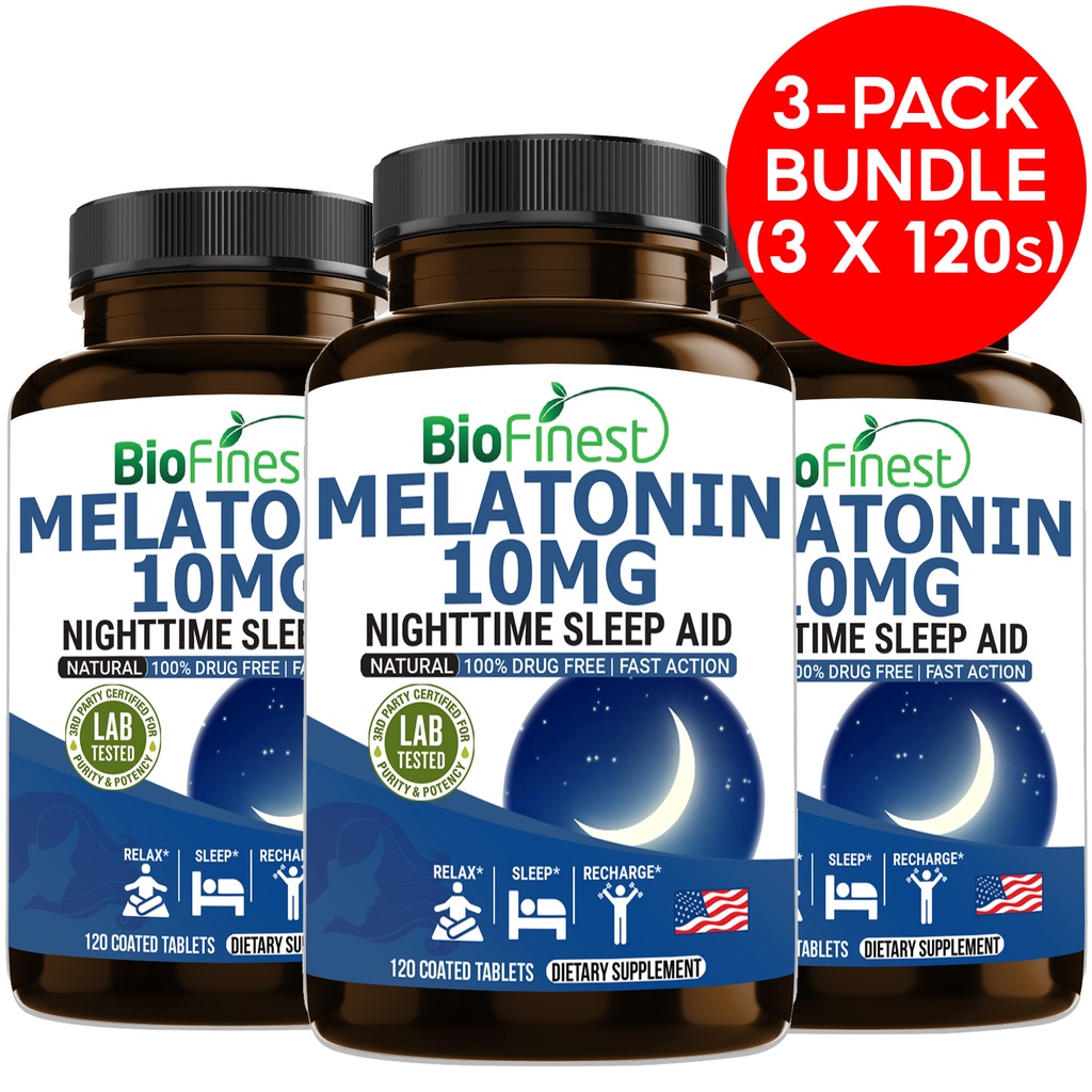 [Bundle of 3] Biofinest Melatonin 5mg 10mg Supplement - Fast Natural ...