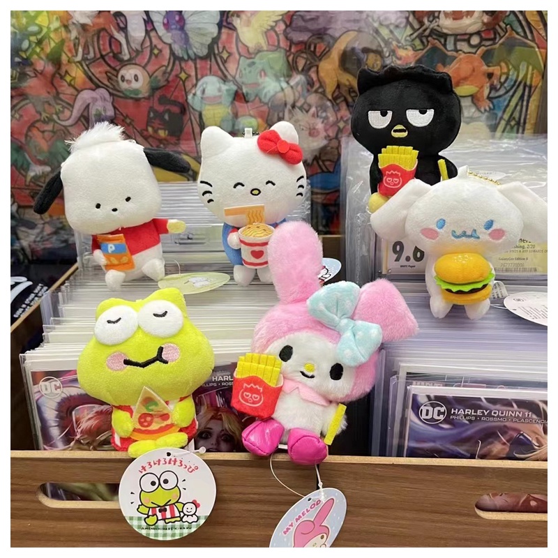 Sanrio Fast Food Series Plush Keychain Kawaii My Melody Hello Kitty ...