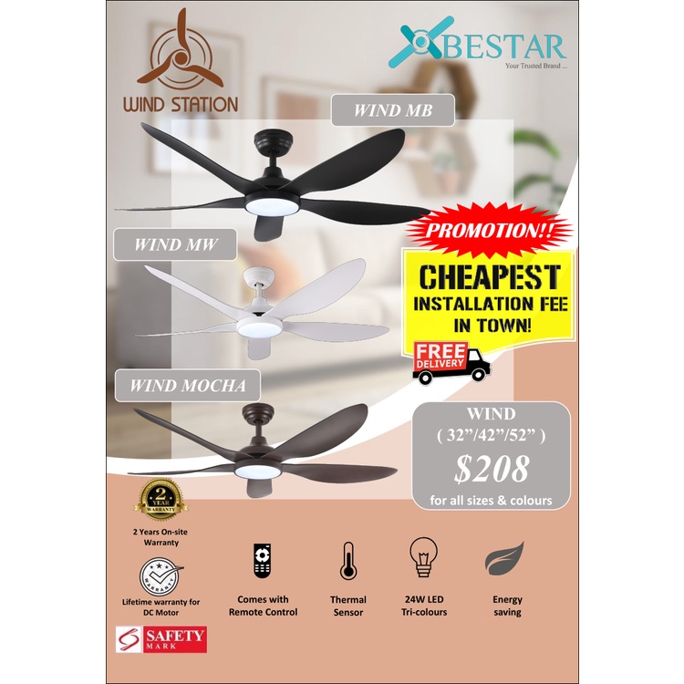 [FREE DELIVERY] BESTAR WIND 32inch/42inch/52inch DC Motor Ceiling Fan ...