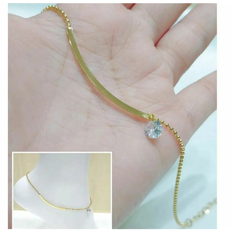 Diamond Plate Pepper Chain titanium Anklet | Shopee Singapore
