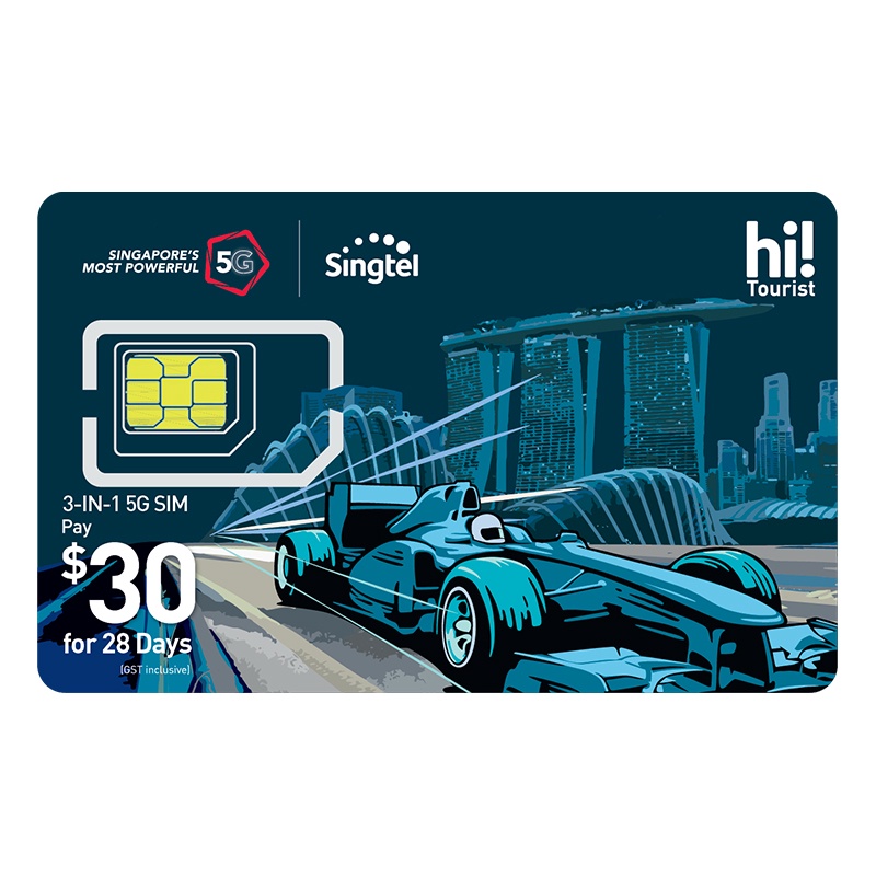 Singtel 5G SGD30 hi Tourist Prepaid SIM Card (SIM Card to be registered ...