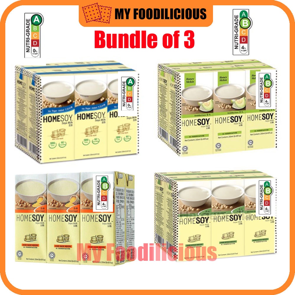 Homesoy Soy Bean Milk- 6s x 250ml Original / Less Sugar / Honey Melon ...