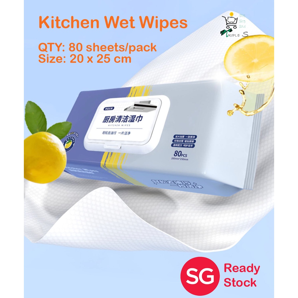 Kitchen Wet Wipes Tissue Large Size 80pcs | Shopee Singapore