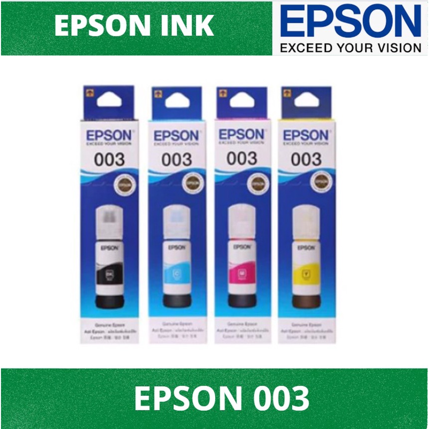 Epson 003 Original Ink Bottle Black Cyan Magenta Yellow for L3310 L3150 ...
