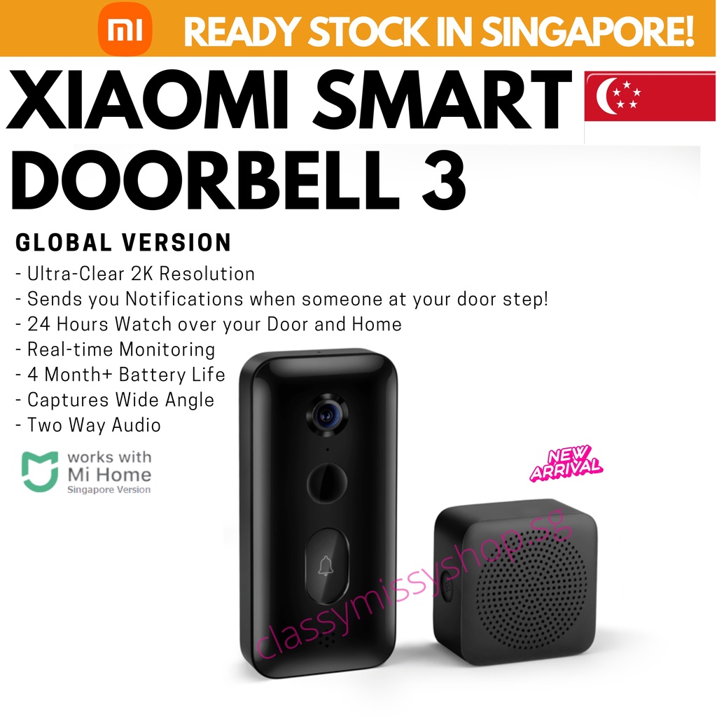 [GLOBAL] XIAOMI Smart Doorbell 3 Security Camera 2K Resolution Home ...