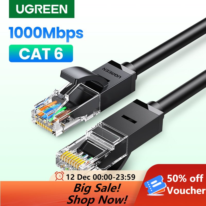 UGREEN 50 Meter Cat6 Round Ethernet Cable Gigabit RJ45 Network Wire Lan ...