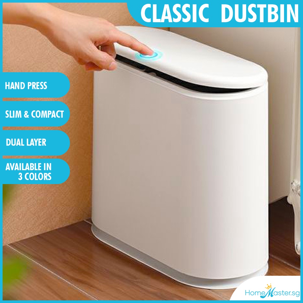[SG Ready Stock] Japan Style Dustbin Simple Bathroom Kitchen Hand Press ...