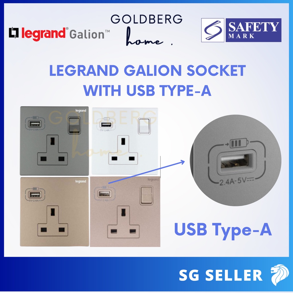 Legrand Galion Wall Socket with USB | Goldberg Home | Shopee Singapore