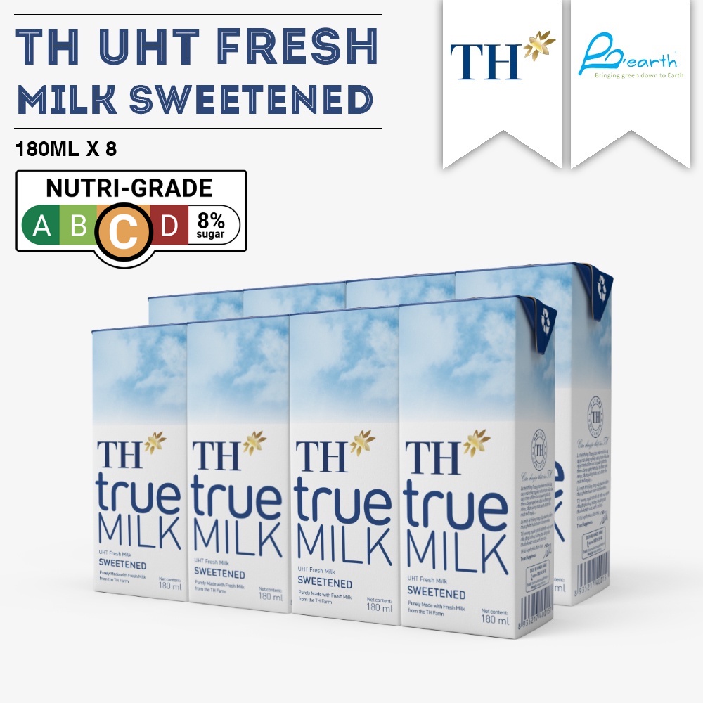 TH True Milk UHT Sweetened Fresh Milk 8 X 180ML | Shopee Singapore