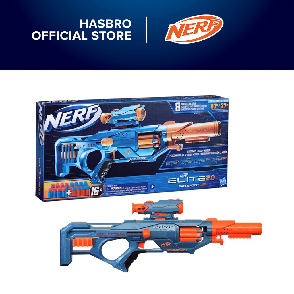 Nerf Elite 2.0 Eaglepoint RD-8 Blaster -- 8-Dart Drum, Detachable Scope ...