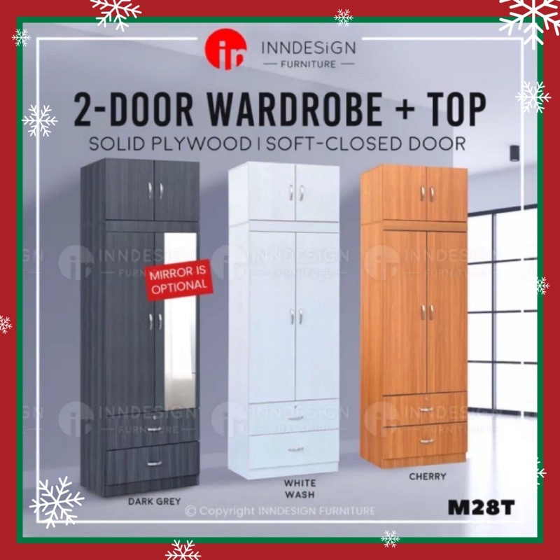 Soft-Closed 2 Doors Wardrobe With Solid Plywood /Top Shelf and Without ...