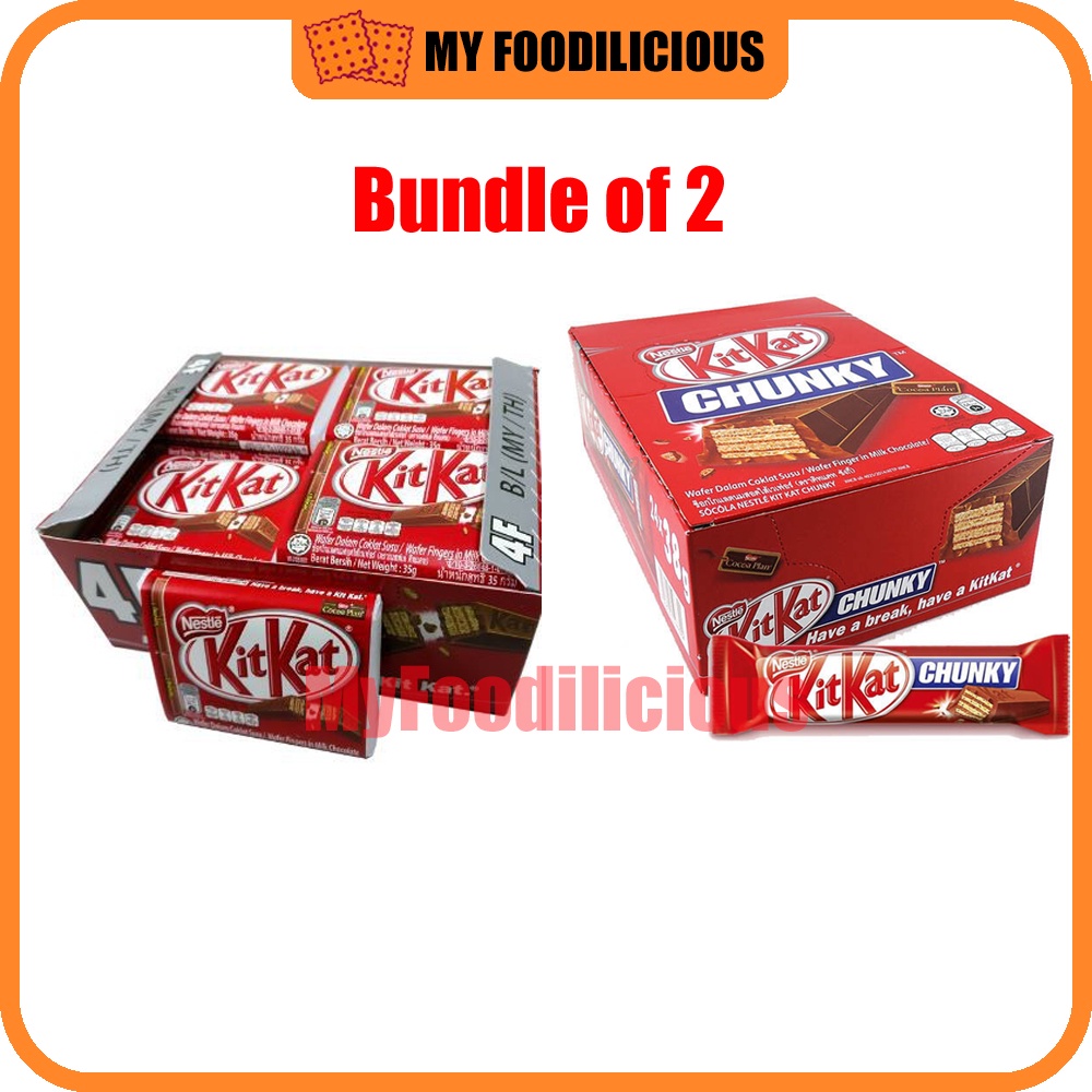 Nestle Kit Kat 4 Finger Chocolate Box 24x35g/Kit Kat Chunky 24pcsx38g ...