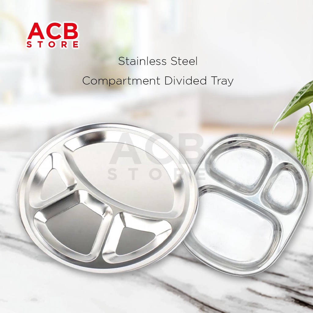 [SG STOCK] Stainless Steel Food Tray | Compartment Divided Roti Canai ...