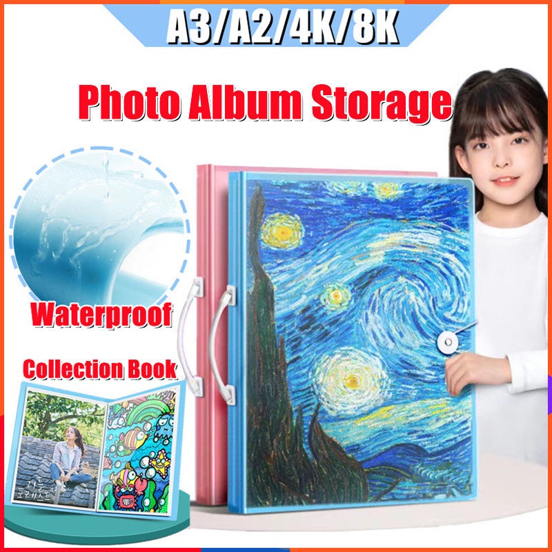 A2/A3/8K/4K Large Photo Album Storage Portable File Folder Sketch ...