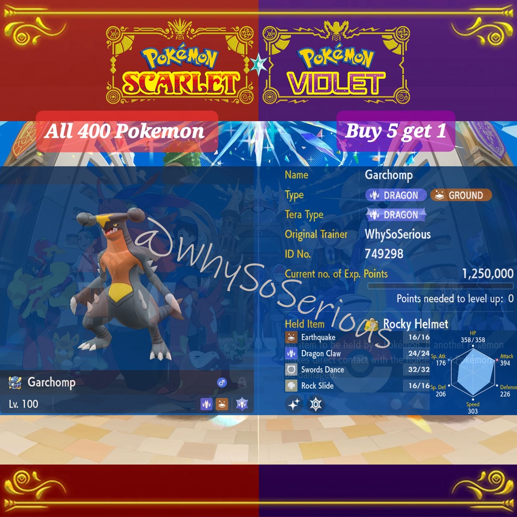 Pokemon Scarlet and Violet Shiny Battle Ready Garchomp (Digital code ...