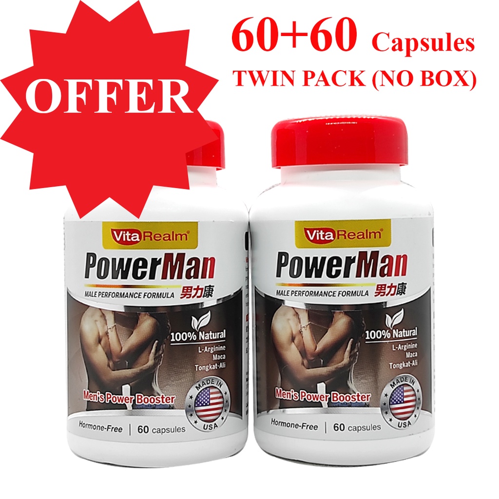 VitaRealm PowerMan 60s+60s (120 Capsules VALUE PACK) No Box | Shopee ...