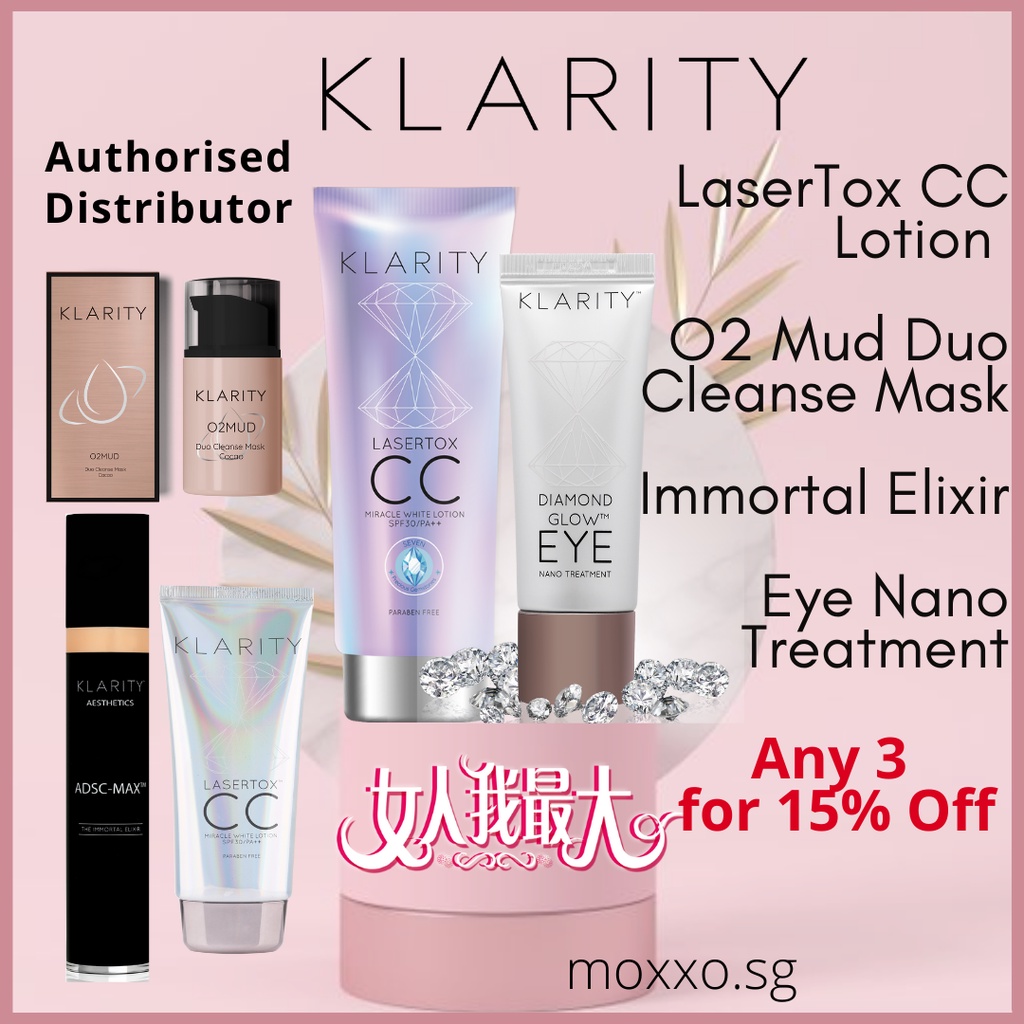 KLARITY Lasertox CC Miracle White Lotion / NANO EYECREAM / O2 Mud Mask ...