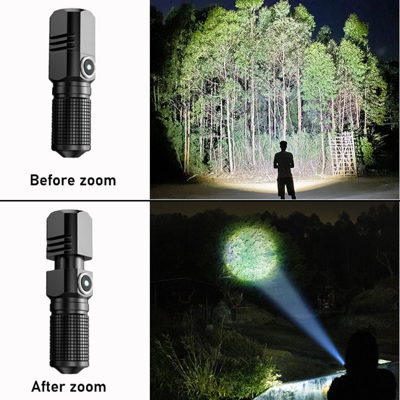 10000 LM mini powerful led flashlight xhp50 built-in battery 3 modes ...
