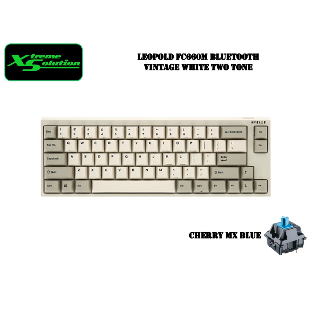 Leopold FC660M BT Vintage White Two-Tone Bluetooth Compact Mechanical Keyboard (Cherry Mx ...