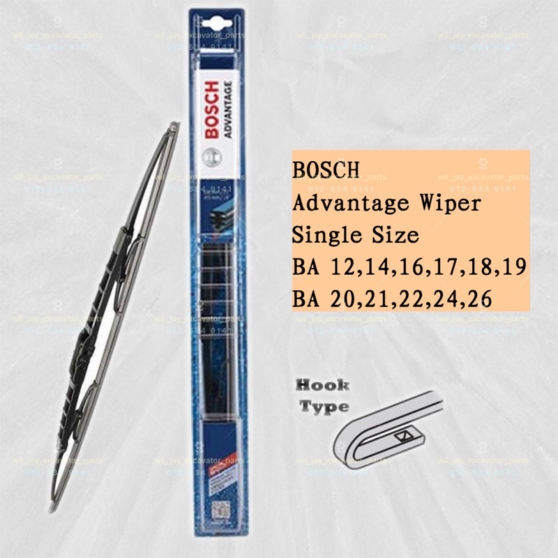 bosch wiper advantage wiper single size 12,14,16,17,18,19,20,21,22,24 ...