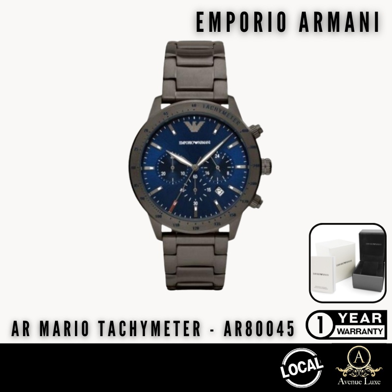 *SG* Emporio Armani AR80045 Mario Chronograph Tachymeter Mens Watch ...