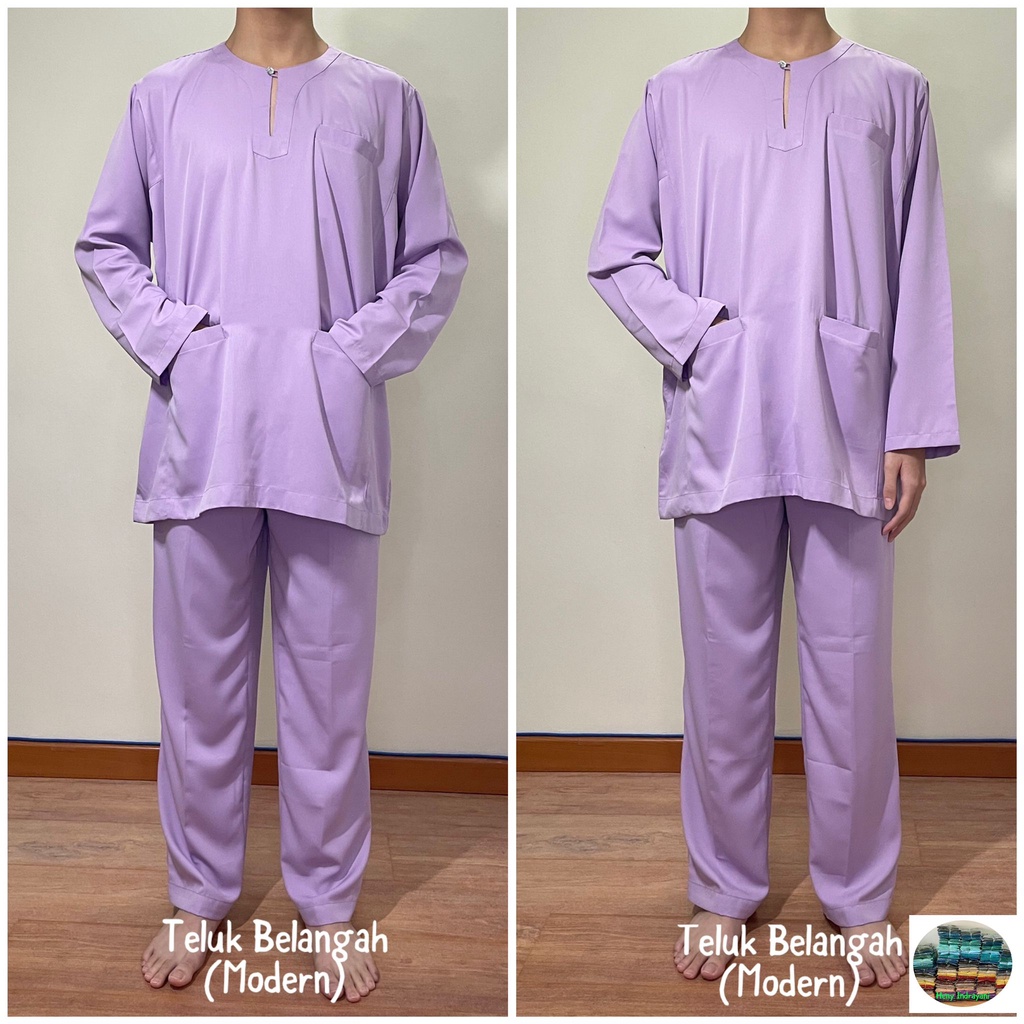 Lilac colour Baju Kurung Teluk Belangah (Modern) for Men & kids. Muslim ...