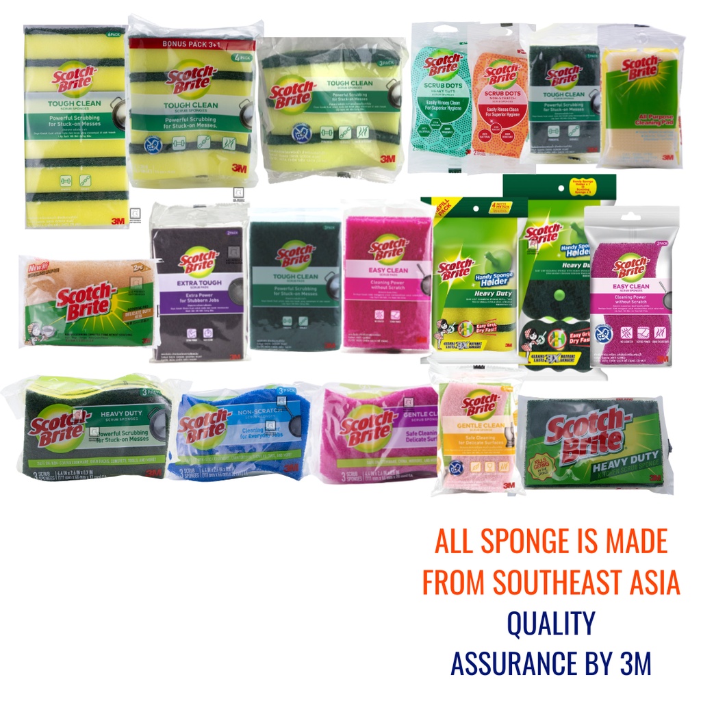 3M Scotch-Brite Sponge Anti-Bacterial Non Scratch Washing Sponge Dish ...