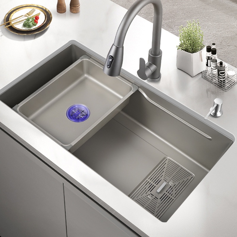 Undermount Grey 304 Stainless Steel Single Bowl Side Drainage ...