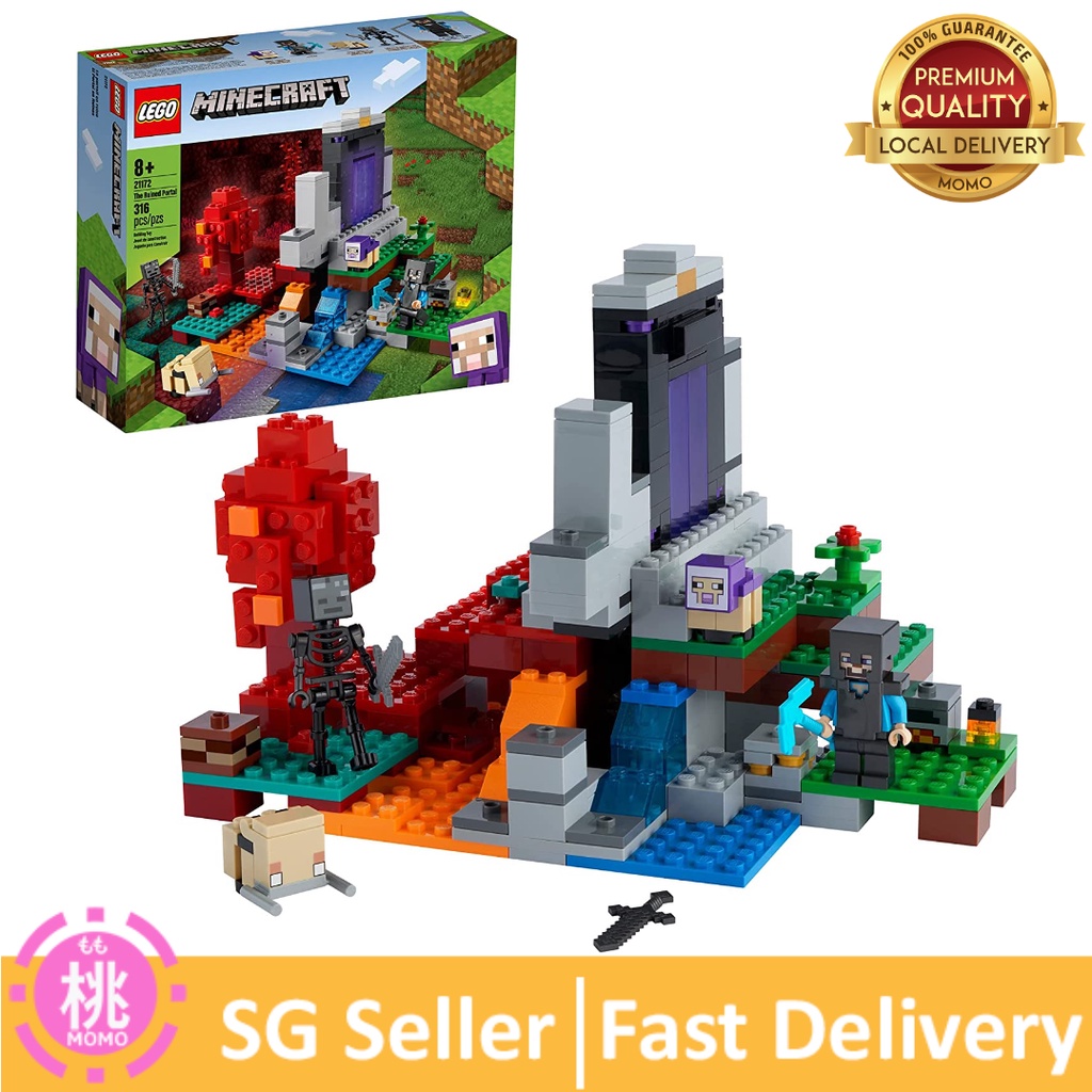 LEGO Minecraft The Ruined Portal 21172 Building Toy Set for Kids, Boys ...