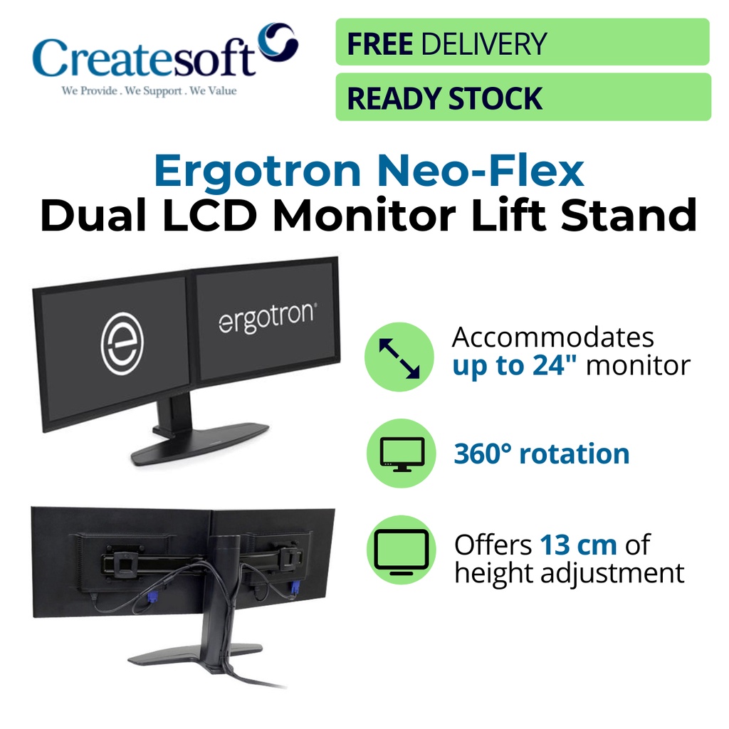 [FREE DELIVERY] Ergotron Neo-Flex Double Monitor Stand Dual LCD Monitor ...