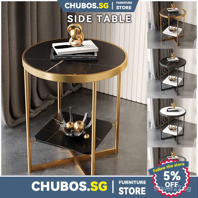 Nordic Side Table Double Layer Changhong Tempered Glass Slate Coffee ...