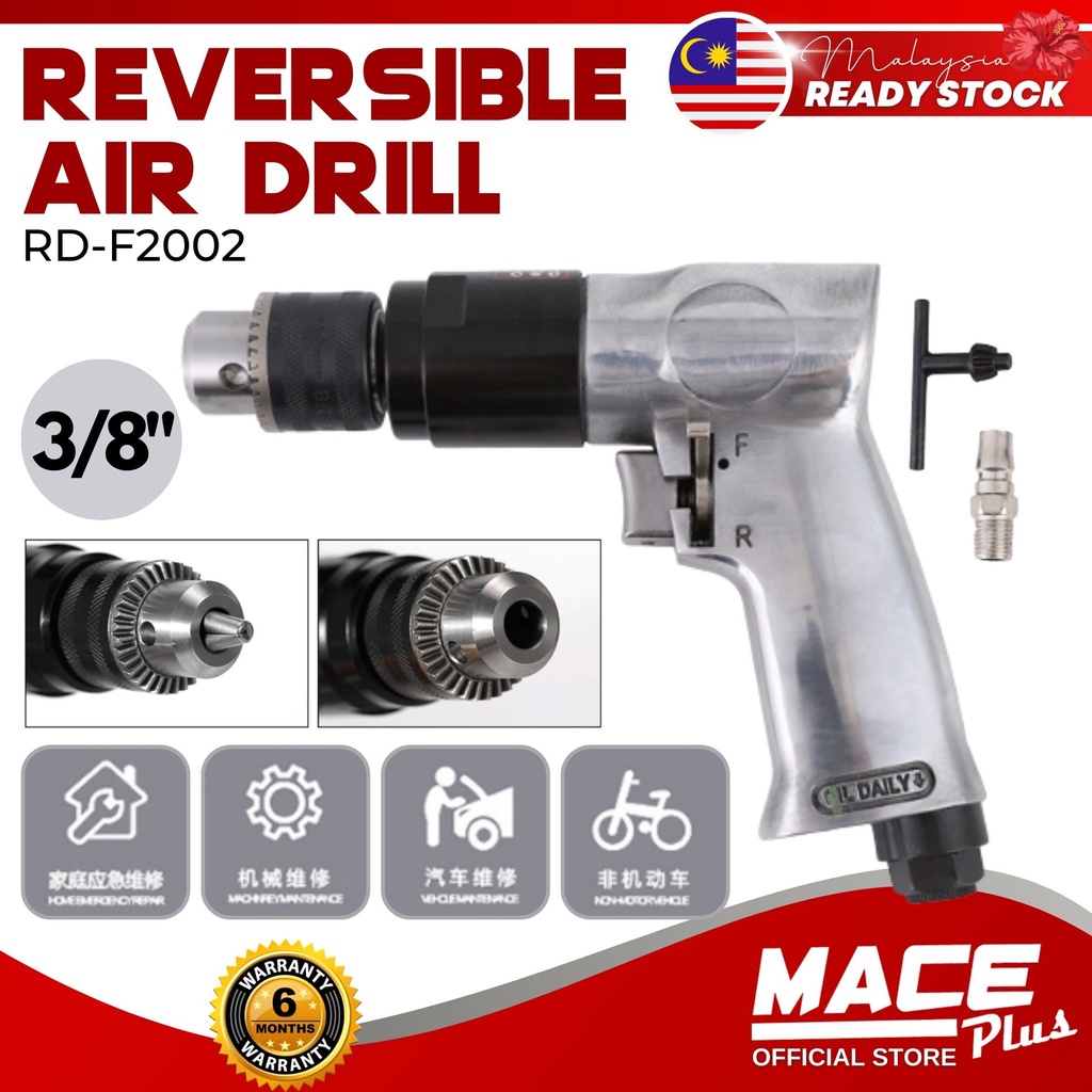 3/8" Reversible Drill Air Drill Drilling Machine Penebuk Lubang Penebuk ...
