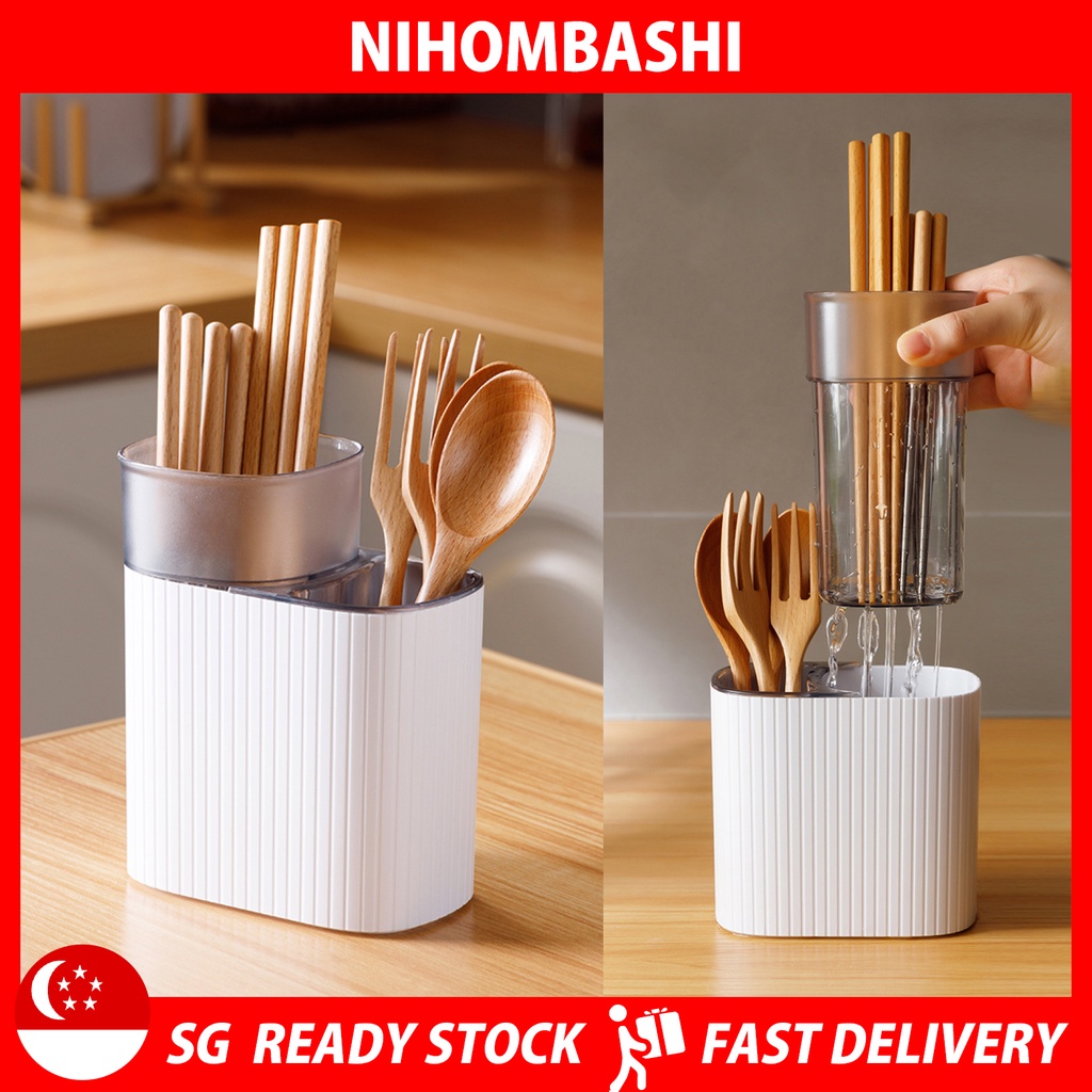 Cutlery Utensil Draining Holder Storage Organiser Organizer Drainer ...