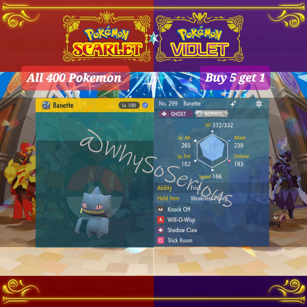 Pokemon Scarlet and Violet Shiny Battle Ready Banette (Digital code ...