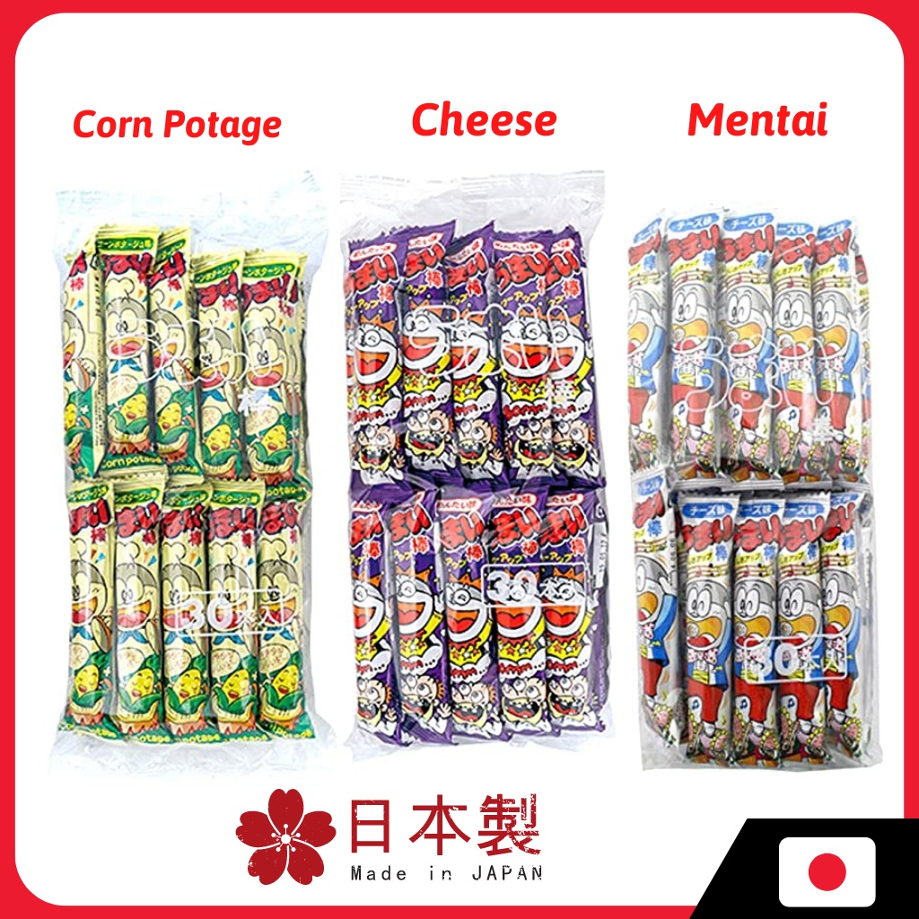 Yaokin Japan snack umaibo Umai bar Corn Potage / cheese / mentai spicy ...