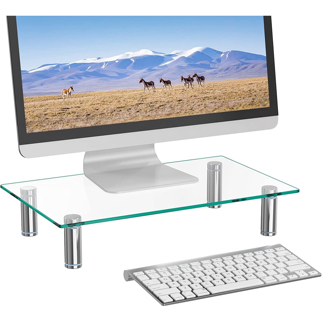 Rectangular Tempered Glass Monitor Riser Desktop Stand Height ...