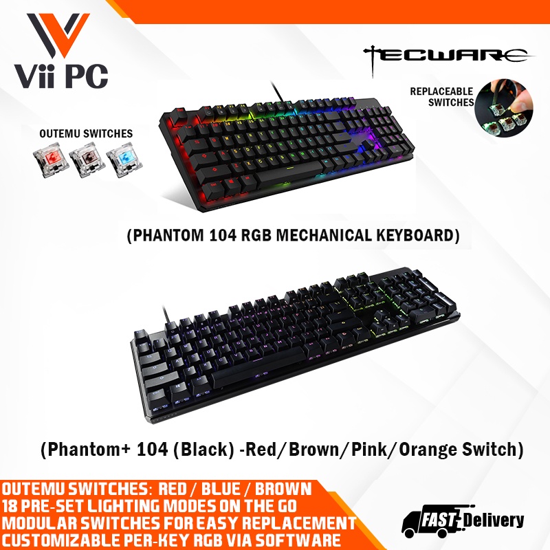 Tecware Phantom 104(Outemu Switch)/Phantom + 104 (Pre-Lubes Switch ...