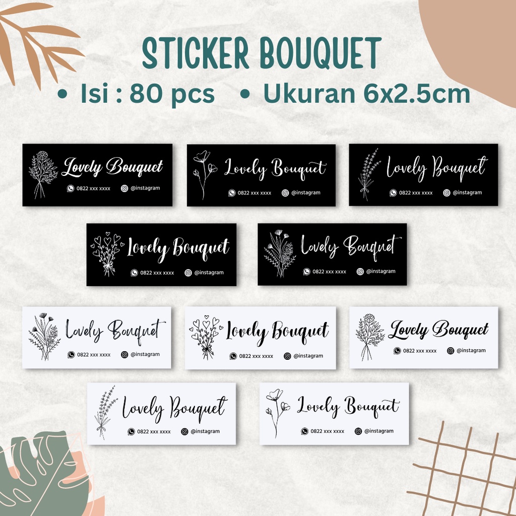 (ISI 80pcs) flower bouquet Sticker/flower bouquet Sticker/bouquet label ...