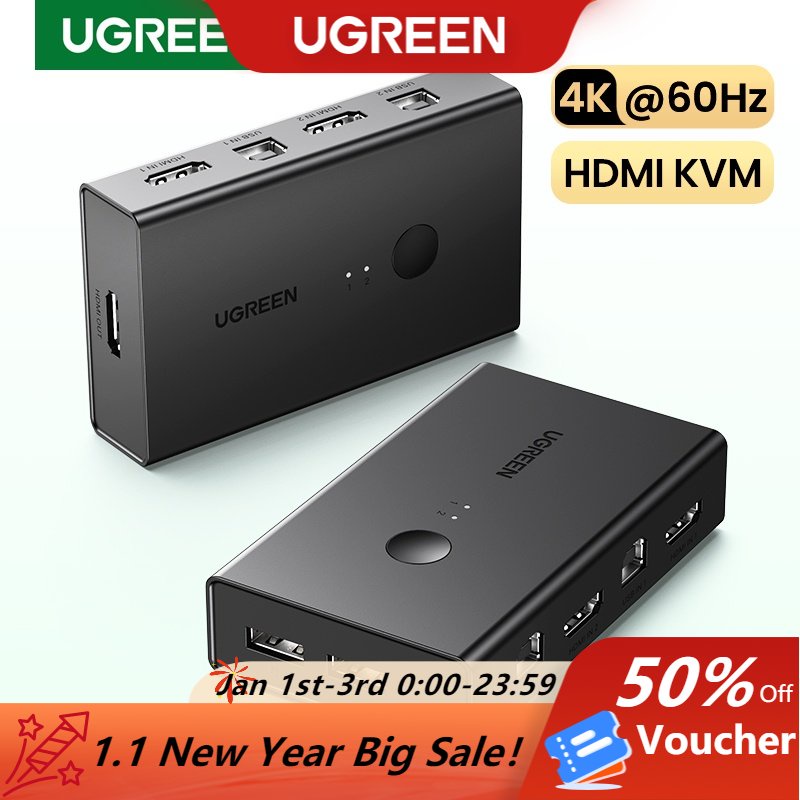 UGREEN 4K60Hz HDMI KVM Switch 2 IN 1 OUT Ultra HD HDMI Switcher Box For ...