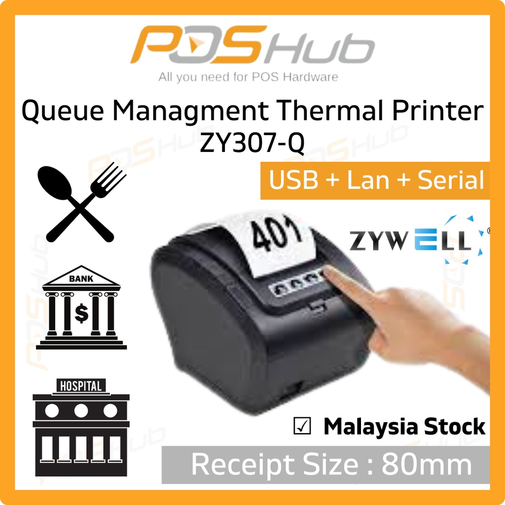 Ticket Number Printer Queue Number Printer Zywell ZY307Q Thermal ...