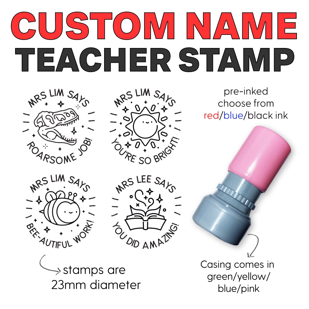 Custom Teacher Name Stamp Cute & Funny Encouragement Reward Stamp ...