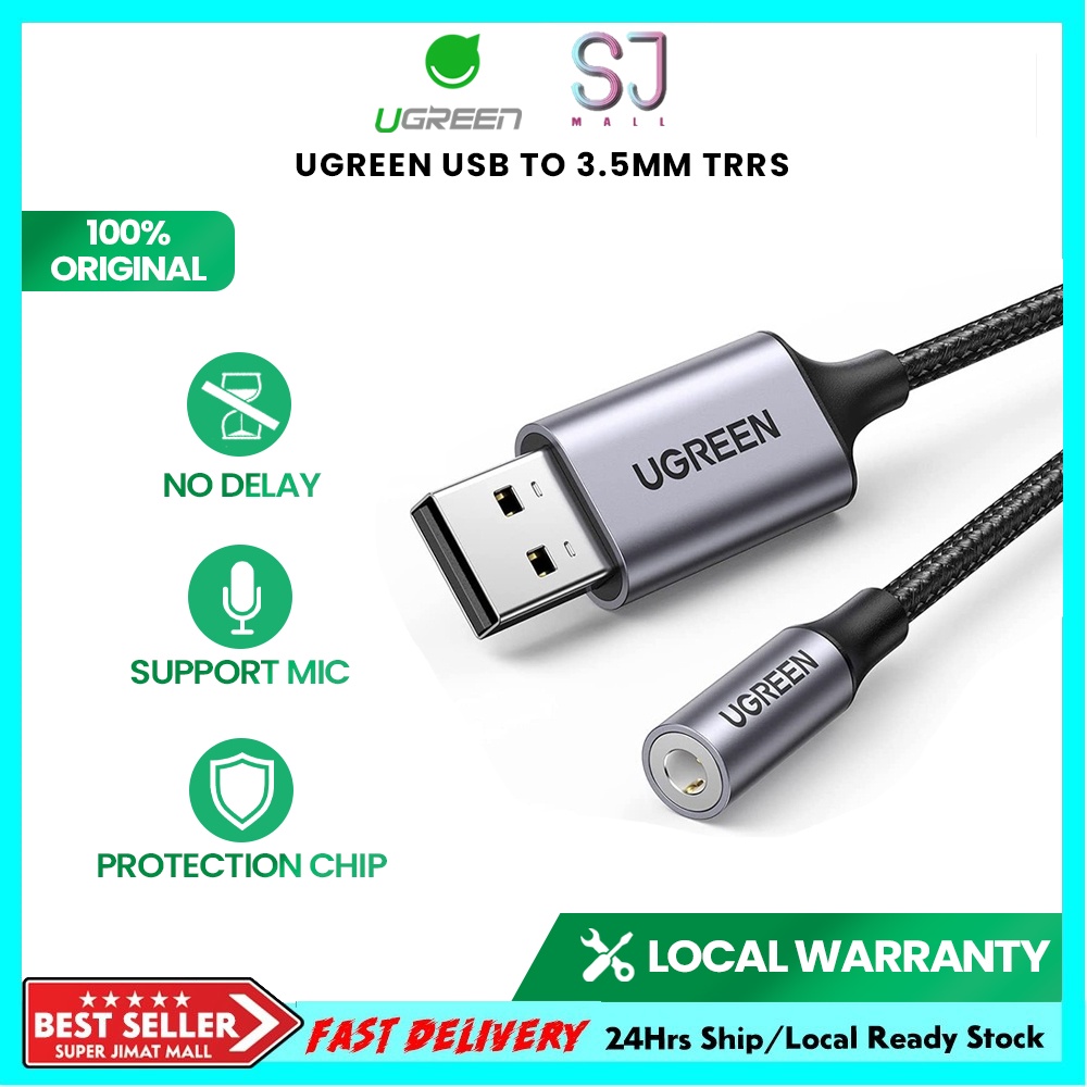 UGREEN USB to 3.5mm Audio Jack USB A 2.0 Sound Card Adapter Mic Audio ...