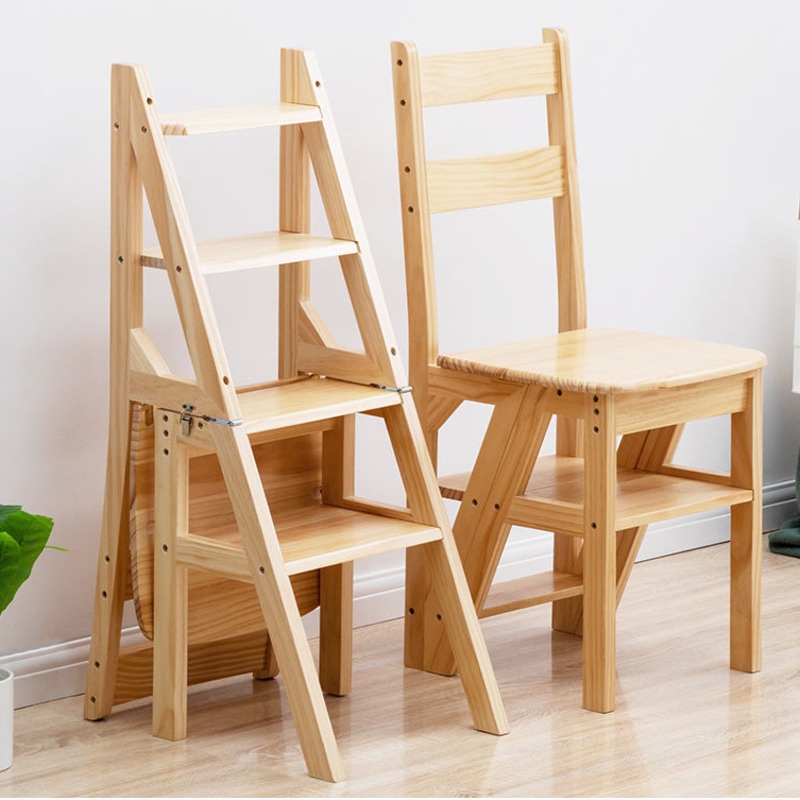 Multi-functional Solid Wood Ladder Chair Folding Chair Stool Dual-use ...