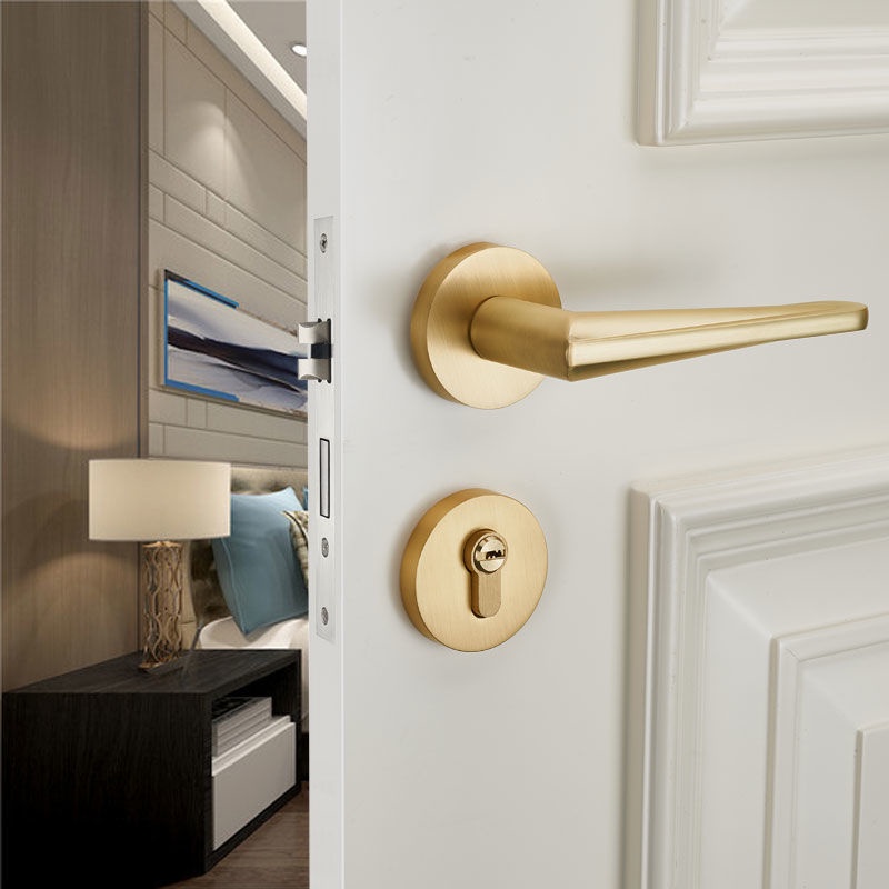 Door Handle Lock Anti Theft Silent Magnetism 304 Stainless Steel Gold ...