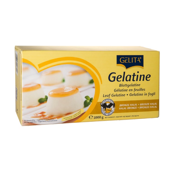 Gelita Gelatine Bronze Halal Leaf Gelatine 300 Sheets (3.3g/sheet, 1kg ...