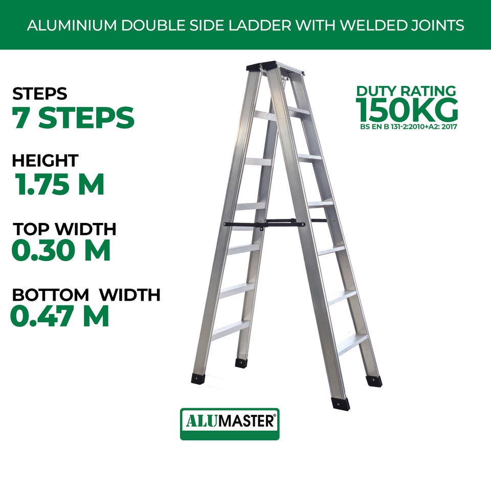 Alumaster Heavy Duty Aluminium Welded Ladder (7 Steps Double Side) AL ...