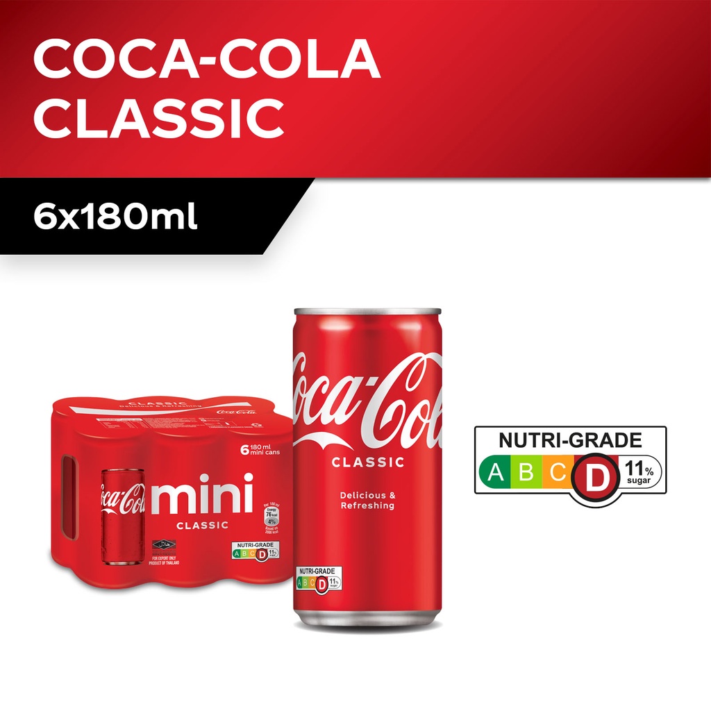 Coca-Cola Coke Classic Mini Cans (6 x 180ml) Pack | Shopee Singapore