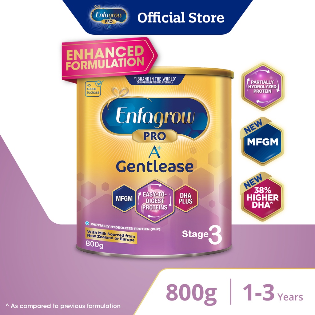 Enfagrow A+ Stage 3 Gentlease Milk Powder Formula for Children DHA+ (1-3Y) 800g | Shopee Singapore