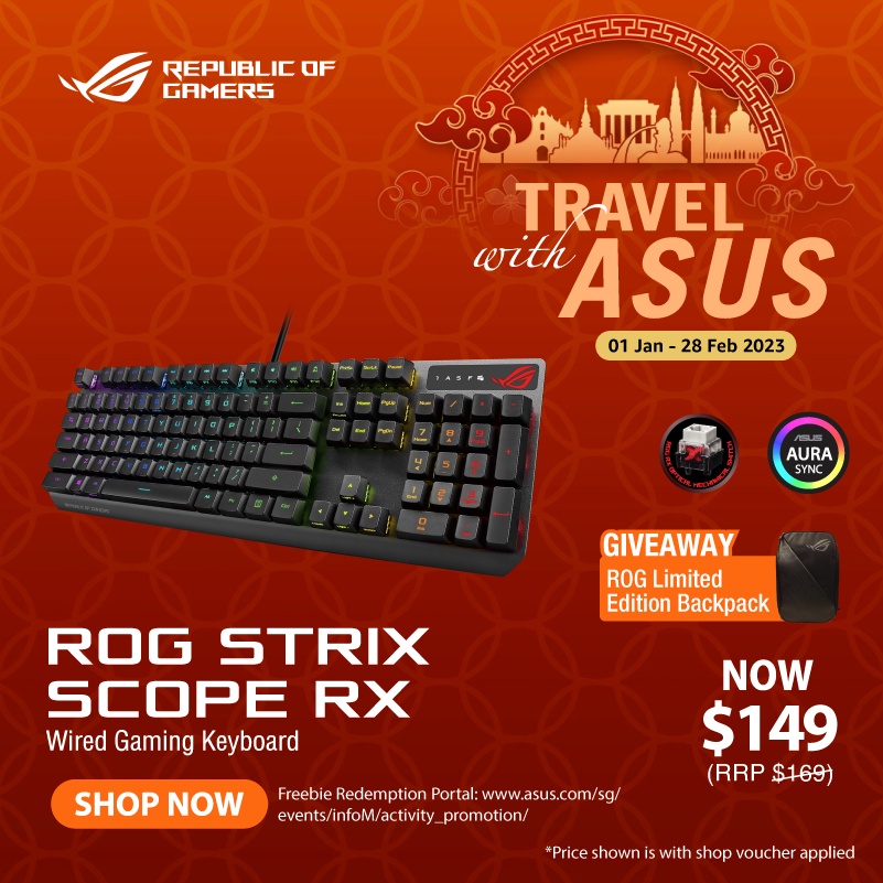 ASUS ROG Strix Scope RX RED Switch Gaming Mechanical Keyboard - USB 2.0 ...